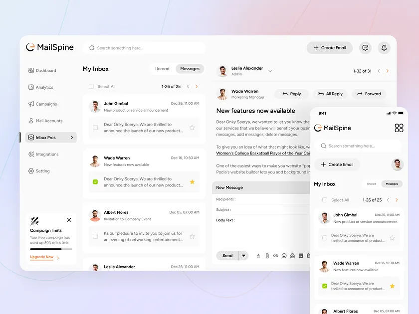 Inbox UI designs, themes, templates and downloadable graphic elements ...