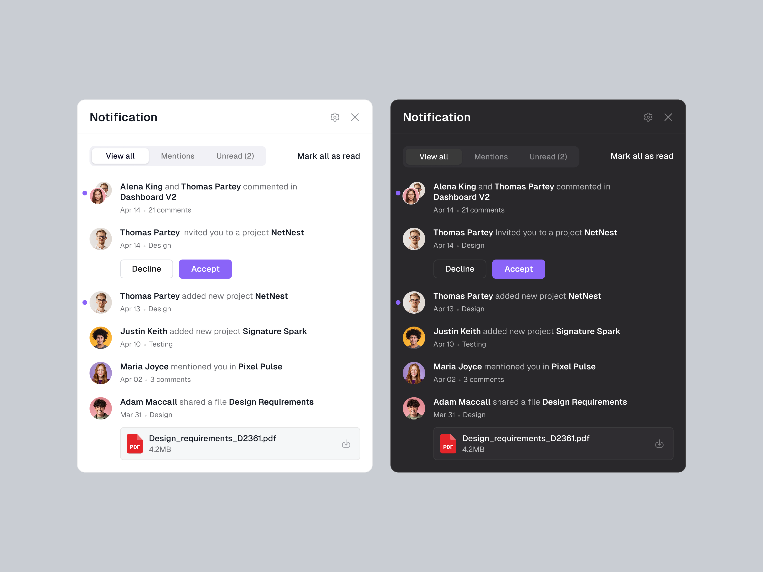 Notifications - UI Component by Mohammed Fazil for Stead on Dribbble