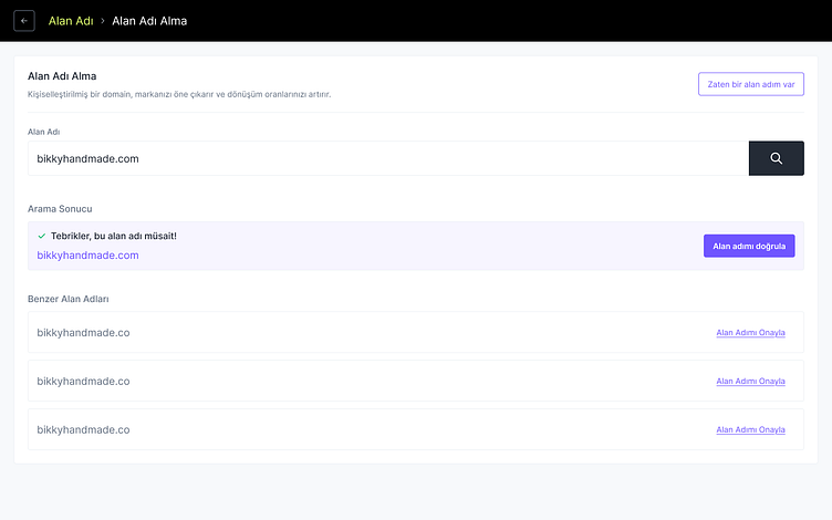 Domain Availability Check UI by Damla Kevser Köker on Dribbble