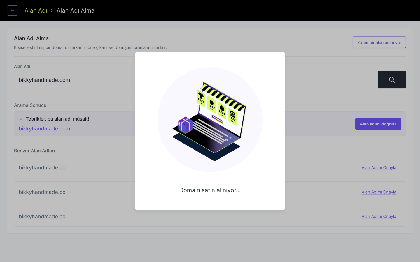 Domain Picker Modal with Feedback Animation by Damla Kevser Köker on Dribbble