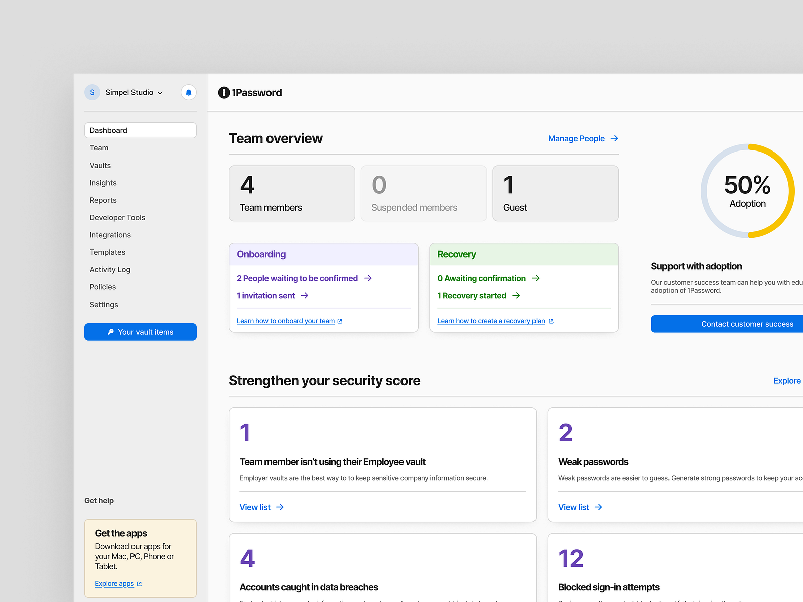 1Password Dashboard Redesign by Laurens van Vliet on Dribbble