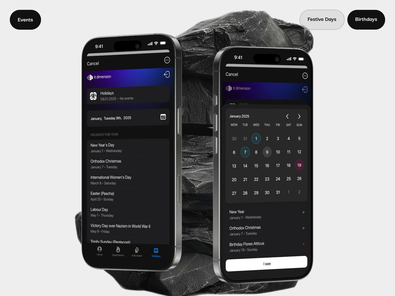 Calendar UI – Holidays & Time-Off Overview by IT-Dimension on Dribbble