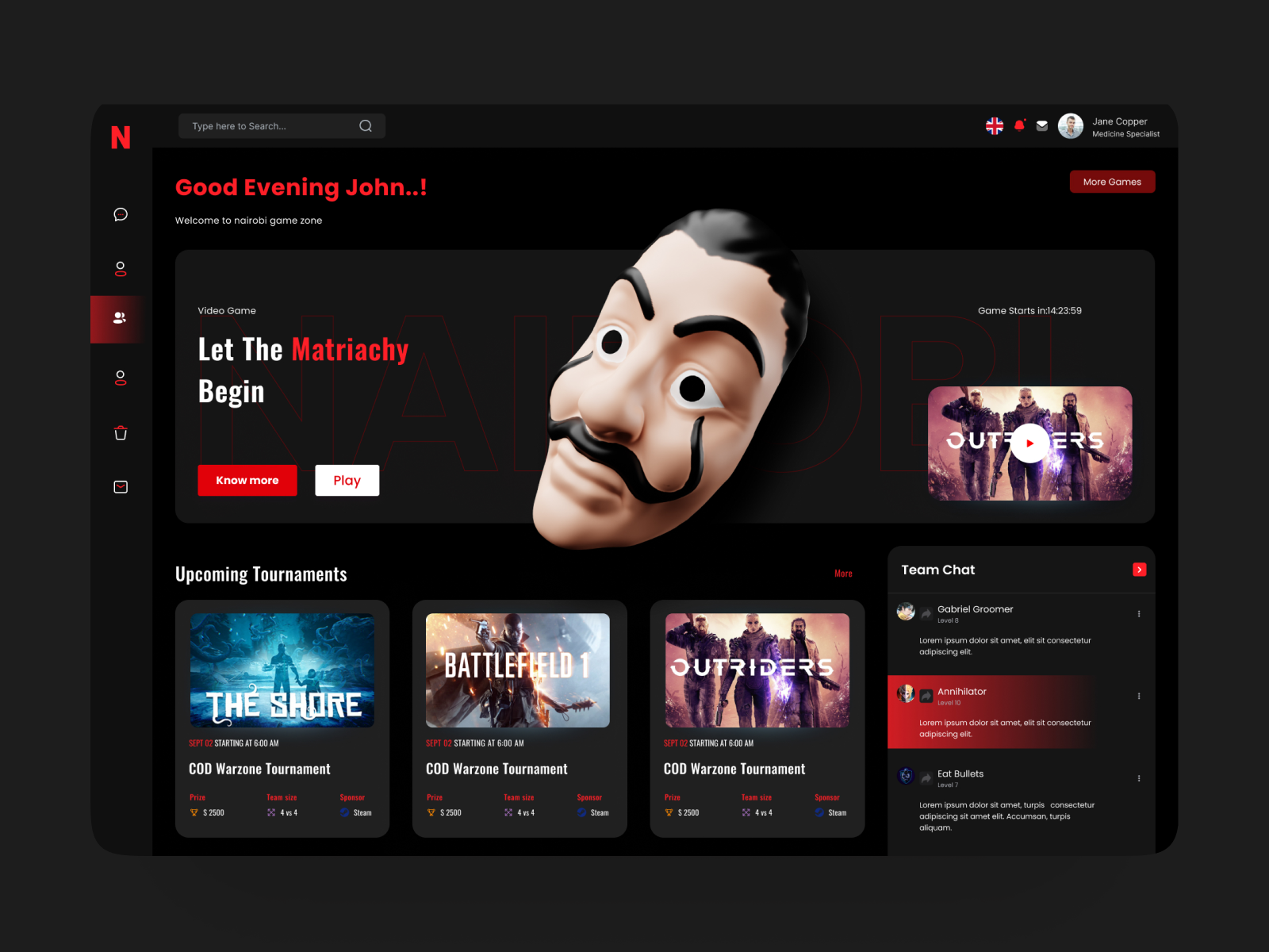 Netflix Game Zone – Dashboard UI by Tasin Zawad on Dribbble