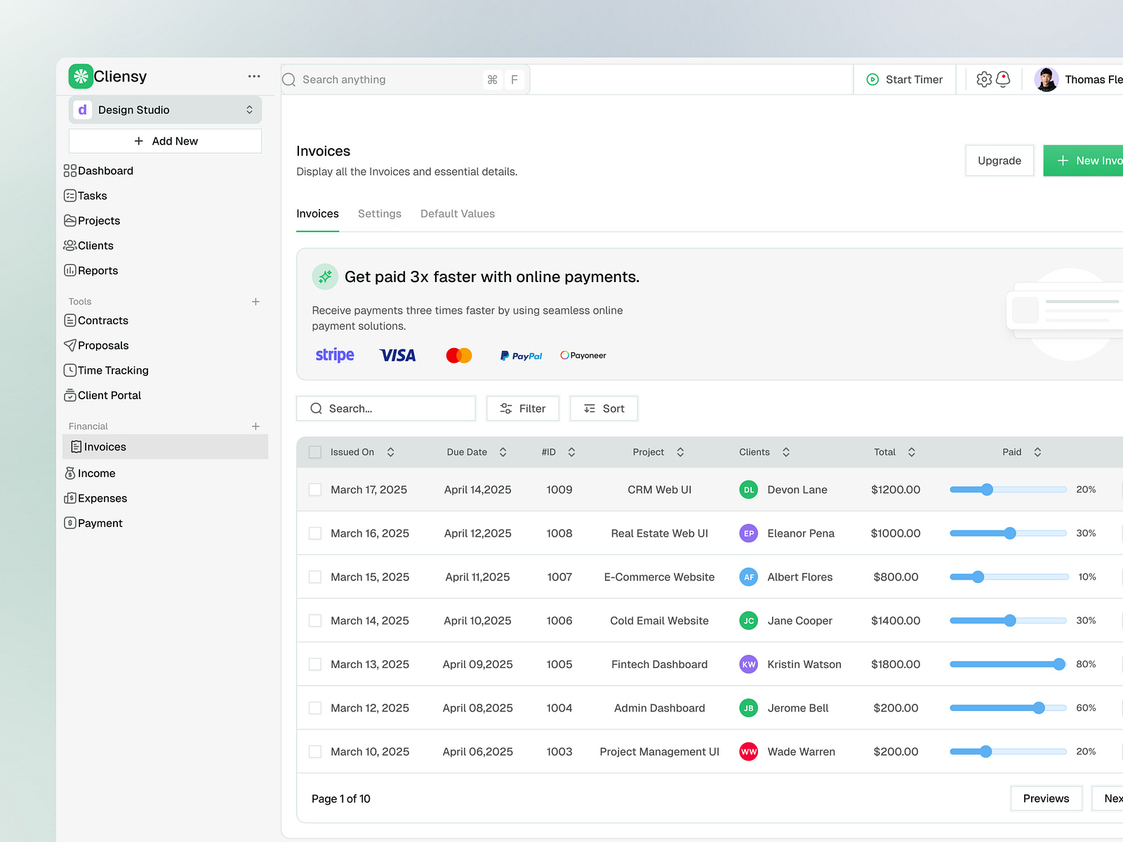 Business & Client Management Invoice dashboard by Juyed Ahmed on Dribbble