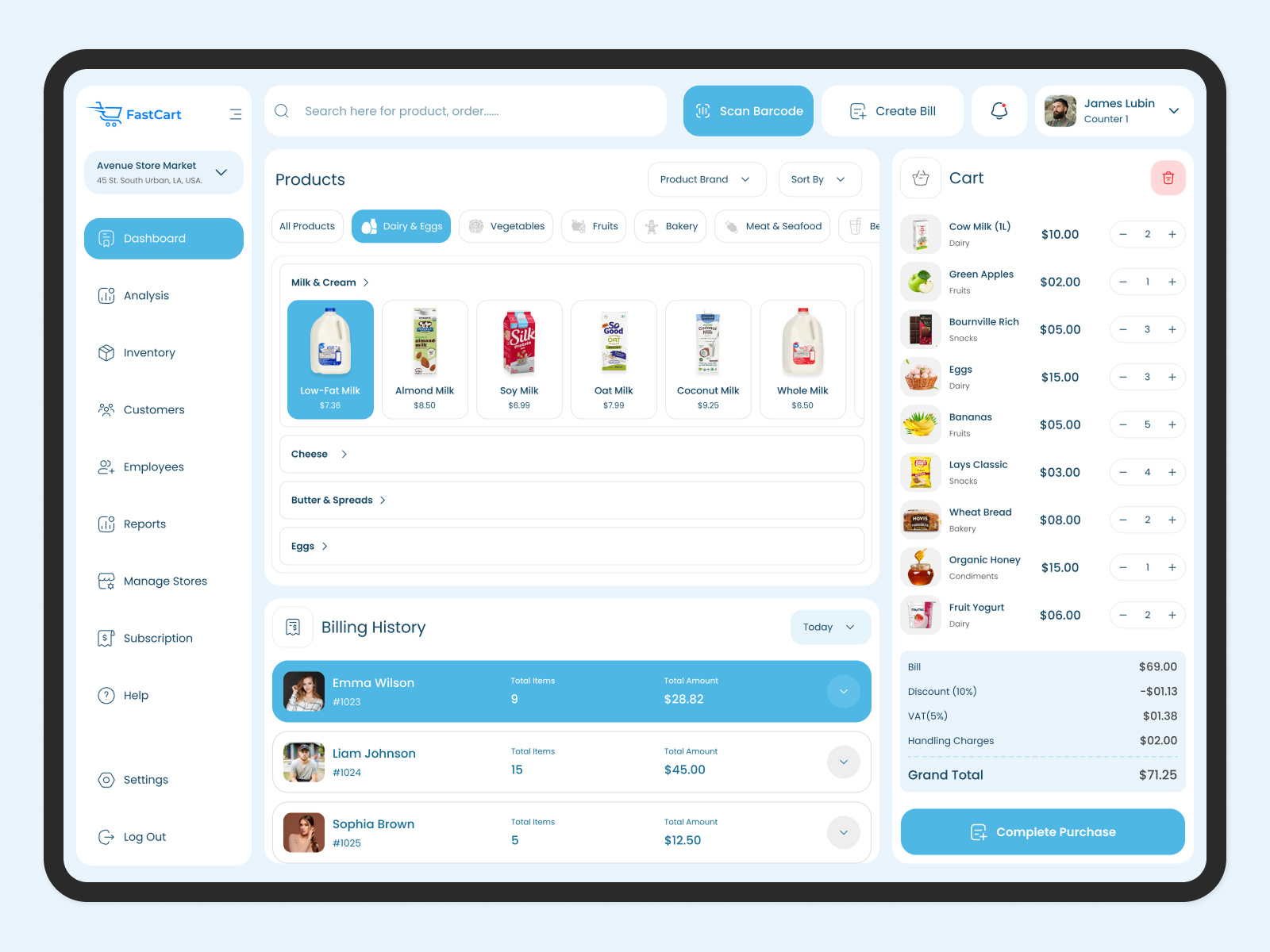 FastCart – A Smart Supermarket POS Dashboard by BMV System Integration Pvt. Ltd on Dribbble