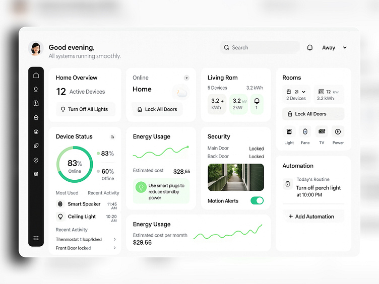 Smart Home Dashboard – Minimal & Intuitive UI by Holelore on Dribbble