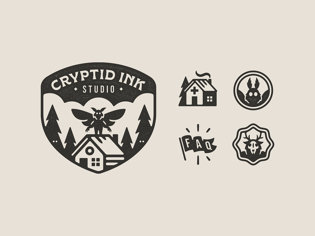 Cryptid Ink Badge + Icons by Liam Ashurst on Dribbble