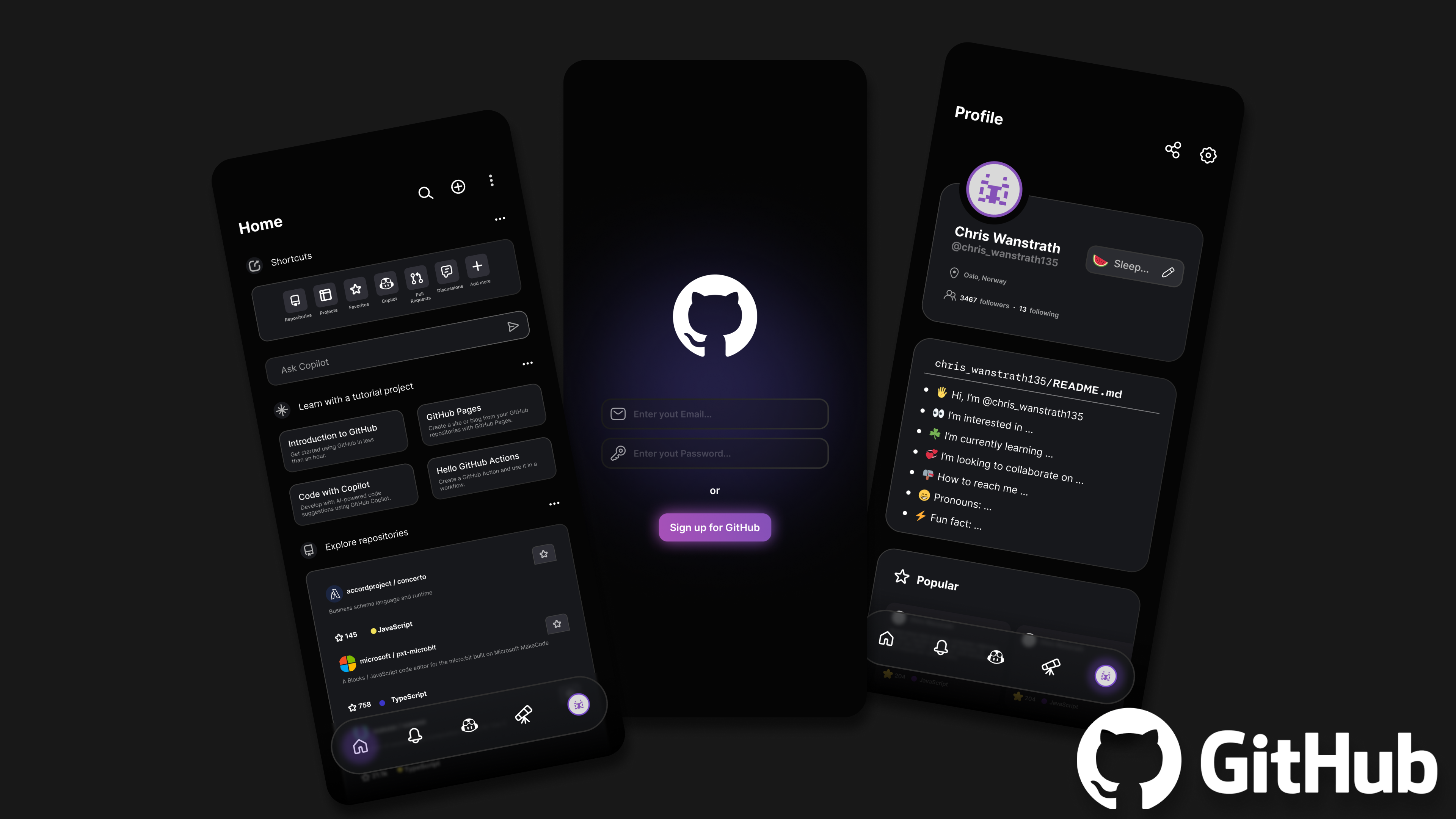 GitHub Reimagined – Dark Mode Mobile Redesign by oboikin on Dribbble