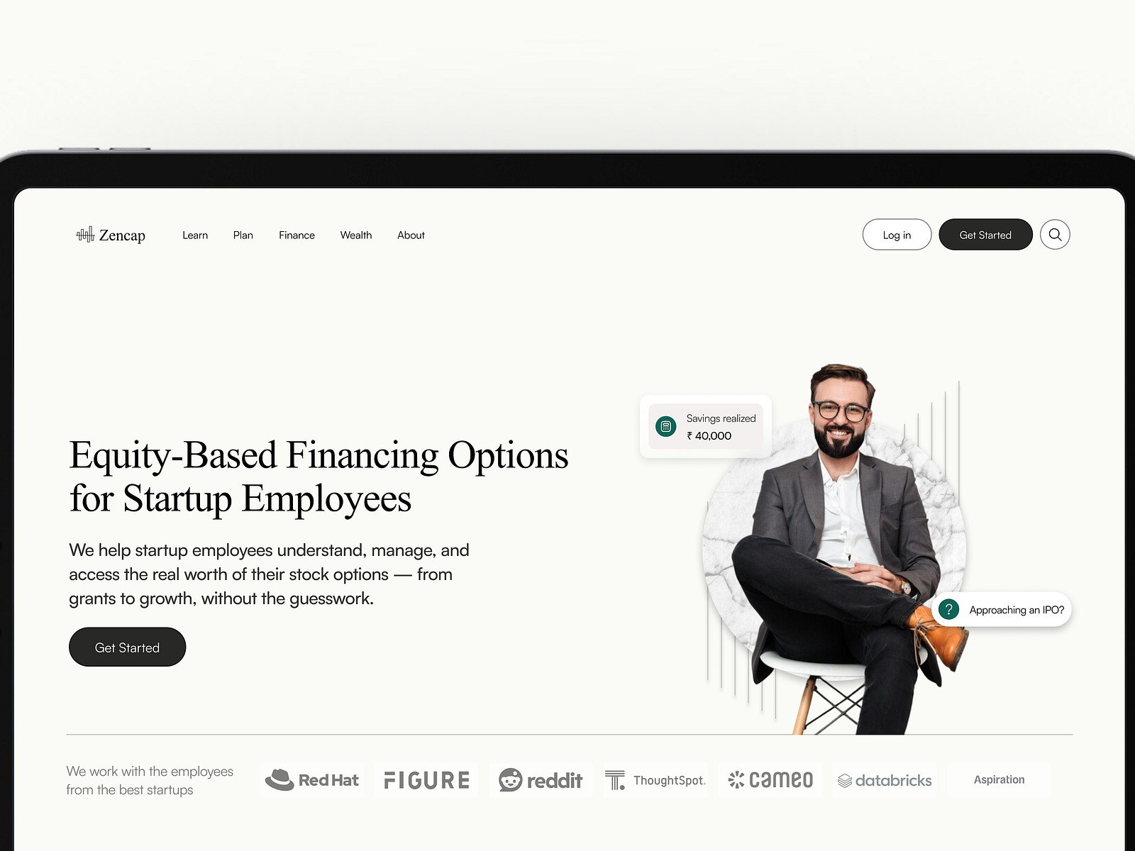Zencap – Startup Equity Landing Page by Afzal Shaik on Dribbble