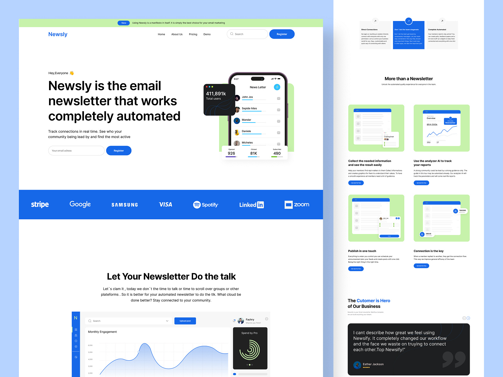 Newsly - Newsletter Automation SaaS Landing page UI by Kaushal Bodar on ...