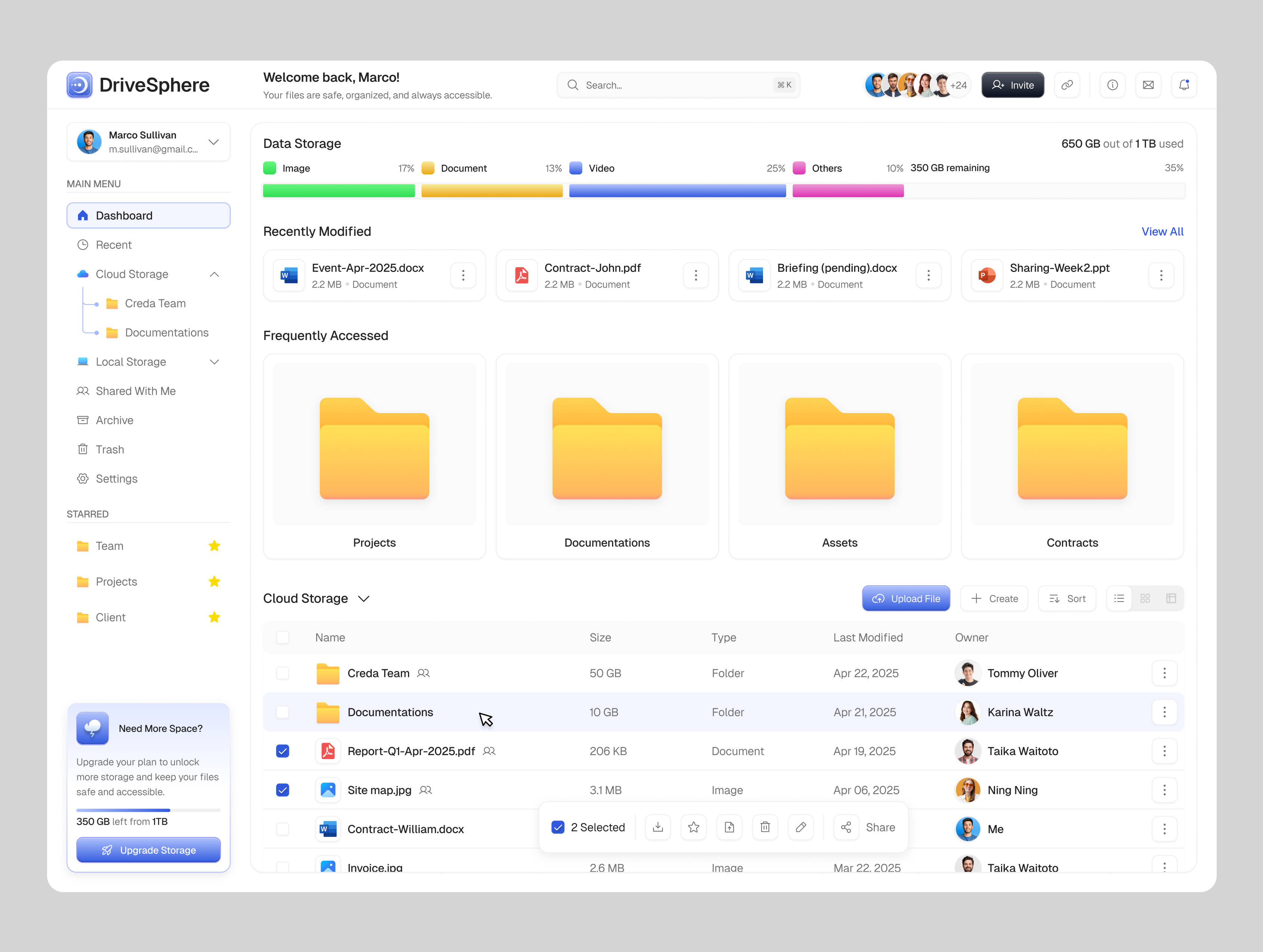 Drivesphere - Cloud Storage Dashboard by Zaini Achmad® for Vektora on Dribbble