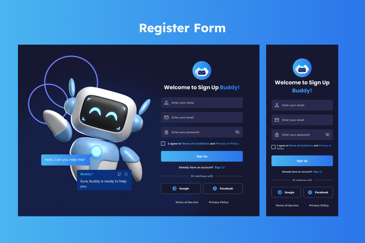 Chatbot A.I Login and Register Design by Twin Studio Design on Dribbble