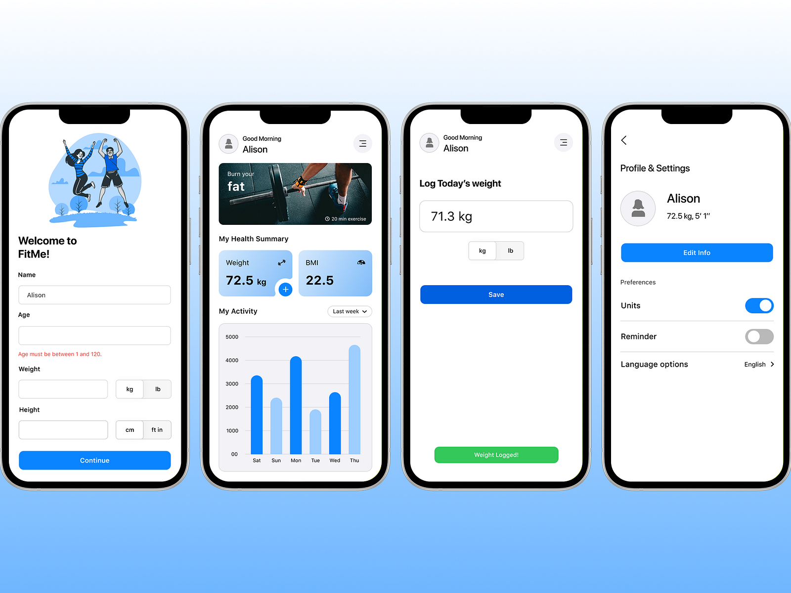 FitMe Health Tracker IOS UI design by Farjana Ahmed Shuchona on Dribbble