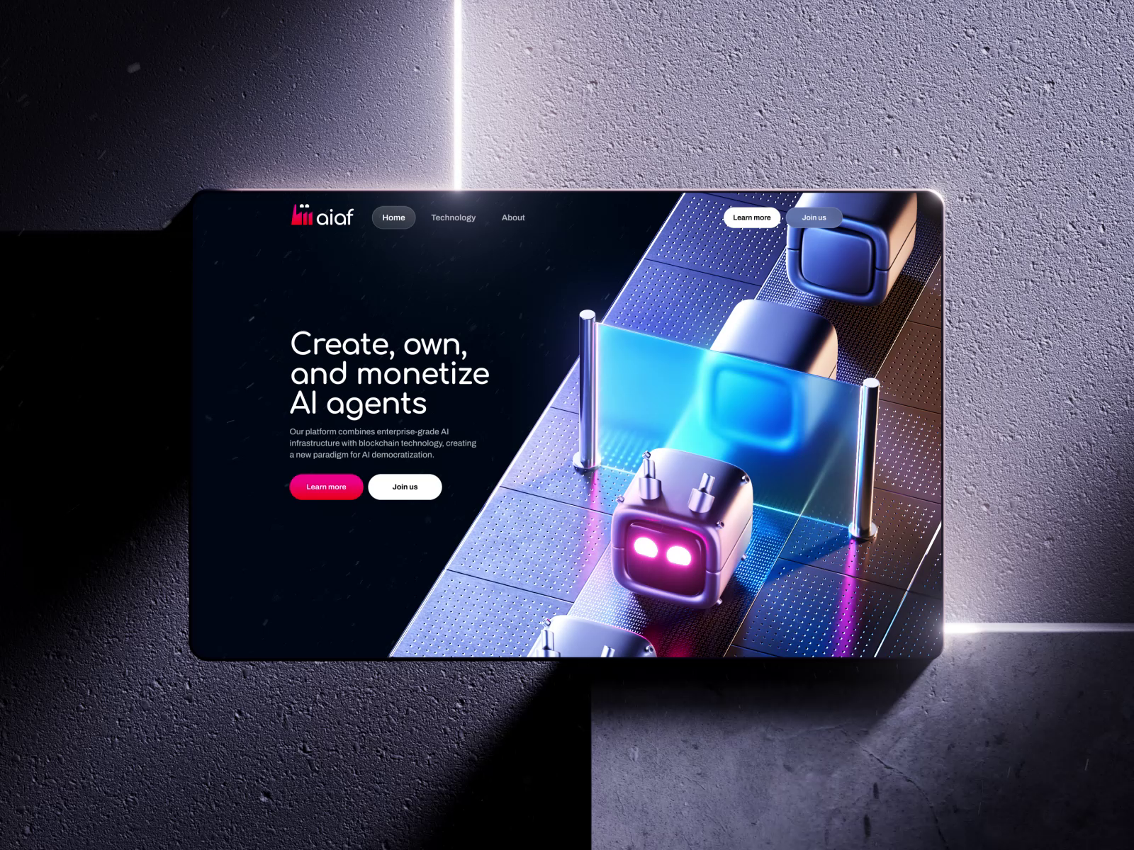 AiAf Agents 3D Landing page animation hero by ALEX BENDER for FANCY on ...