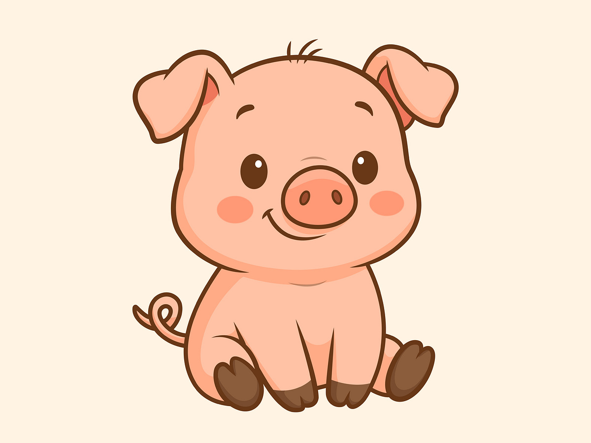 Cute Baby Pig Cartoon Design | 2D Pig Cartoon Character by Beehaya on ...