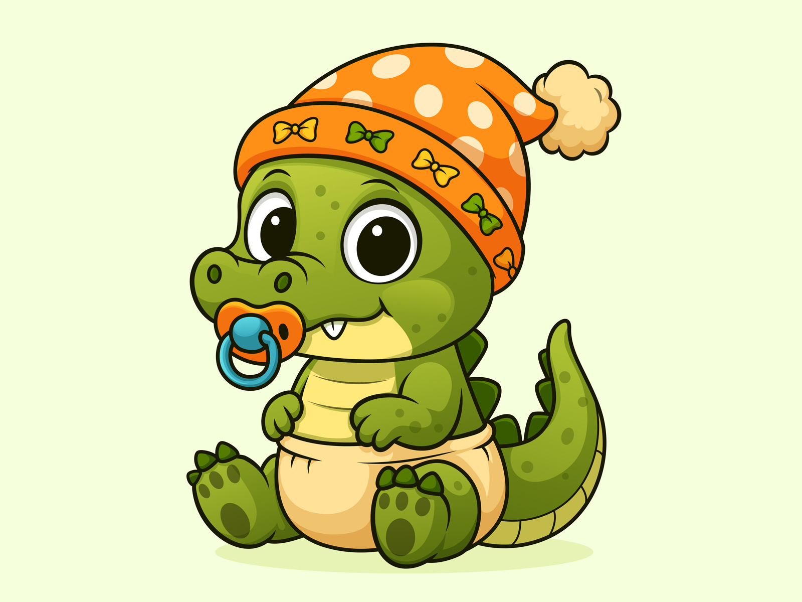 Cute Crocodile Cartoon Mascot | 2D Baby Crocodile in Diaper by Beehaya ...
