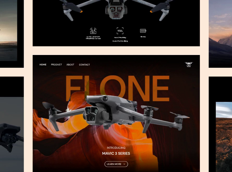 FLONE — Modern Drone Landing Page UI by Fahreza Ananda Kusuma on Dribbble