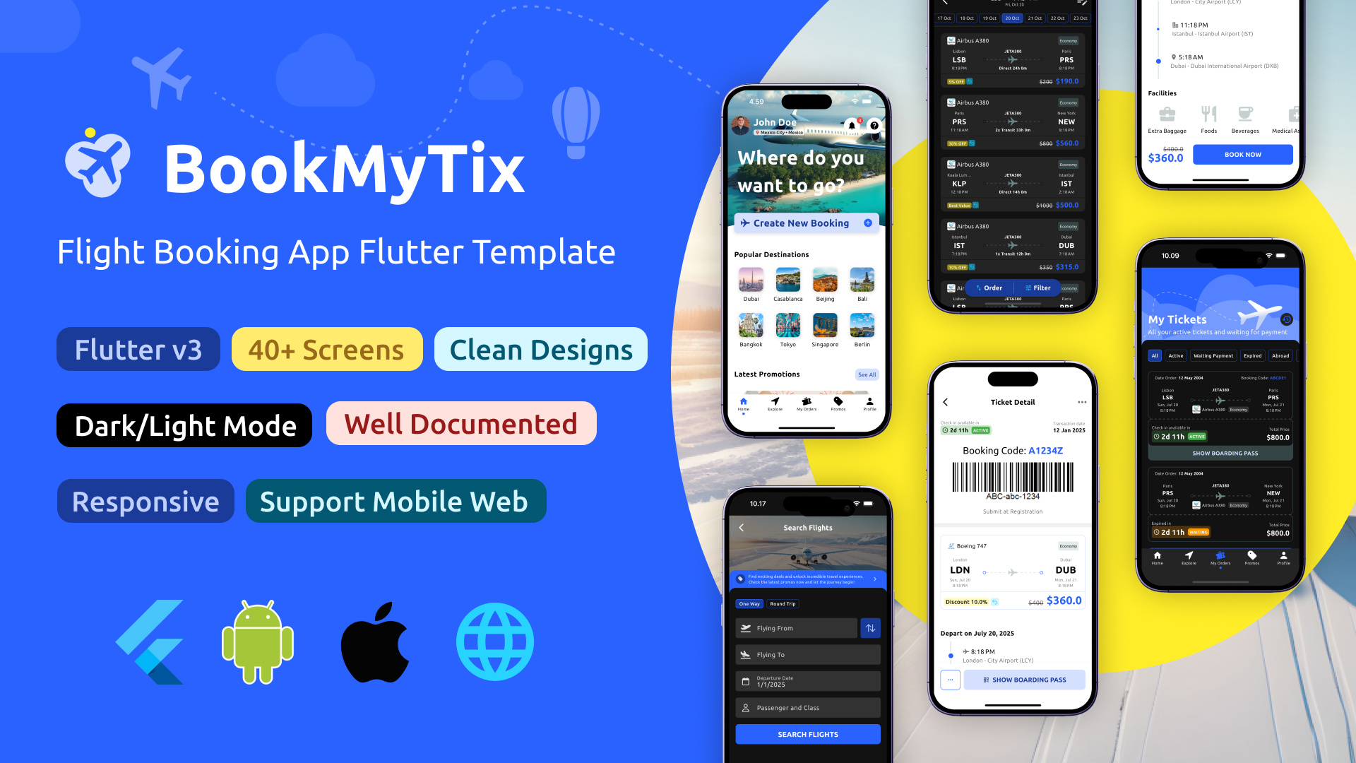 BookMyTix - Flutter Flight Booking App UI Kit by wewewedot on Dribbble