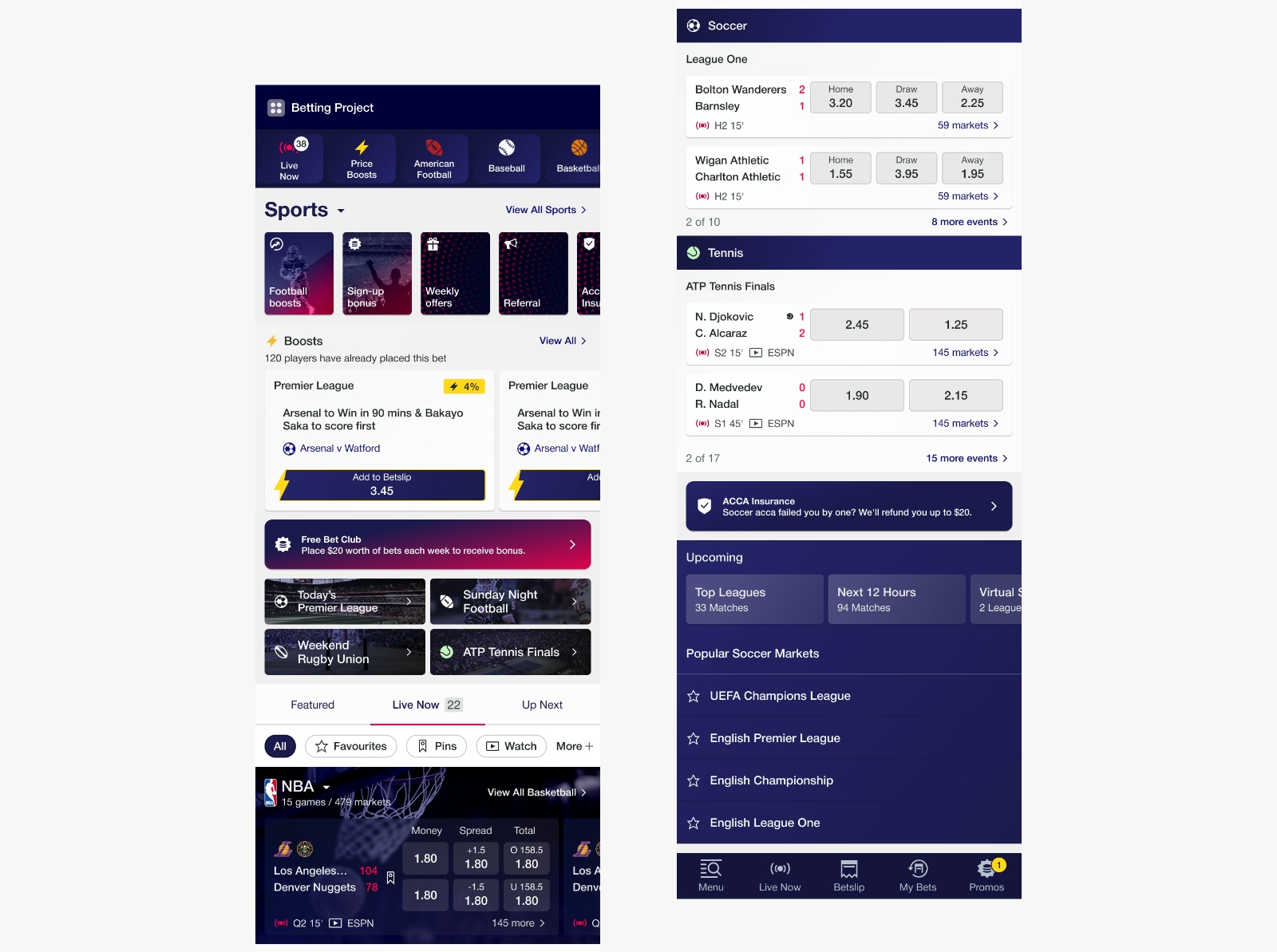 Sports Betting Responsive UI Design by Matthew Alexander Craig on Dribbble