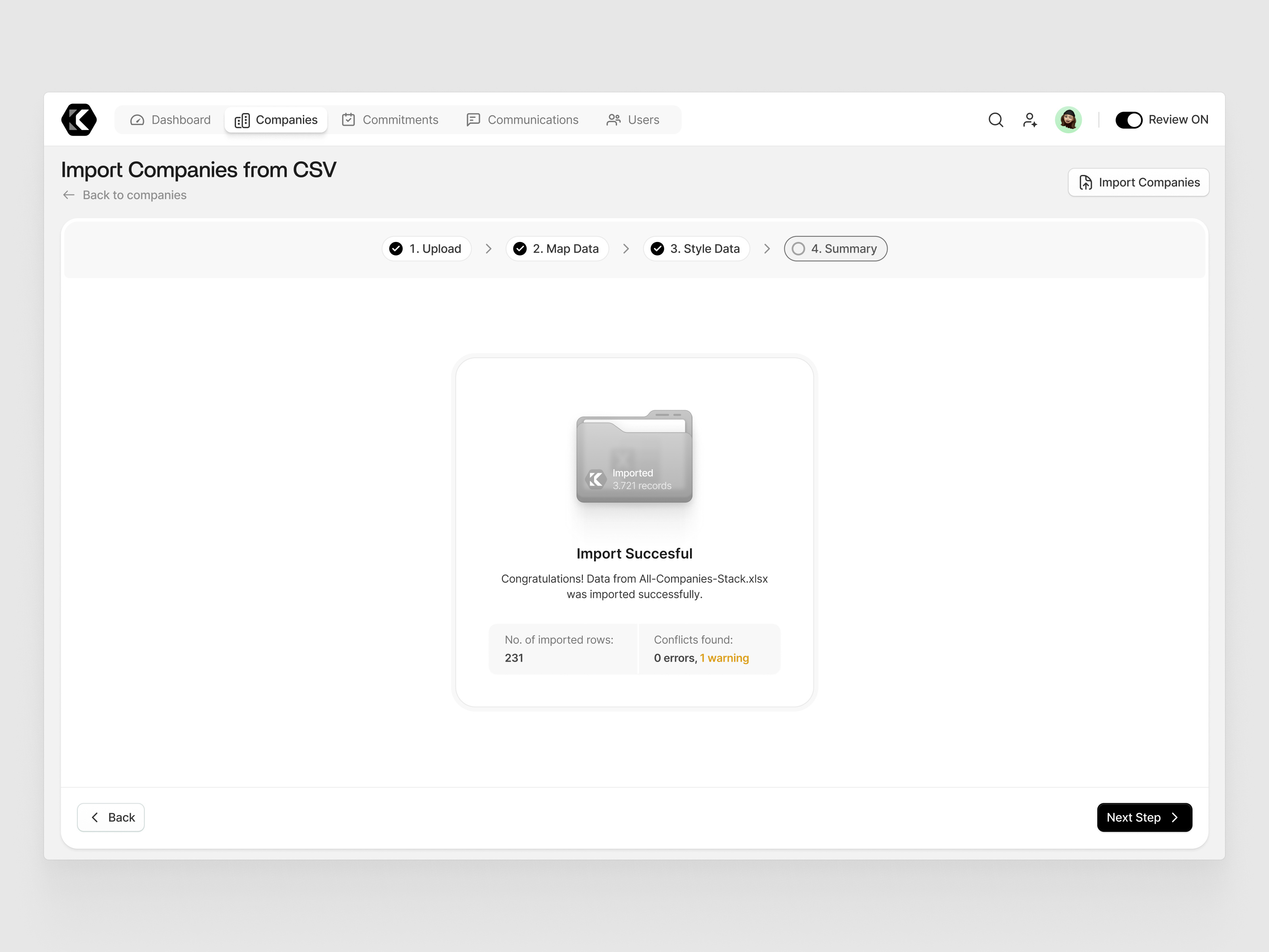 Import Companies page by Virgil Pana on Dribbble