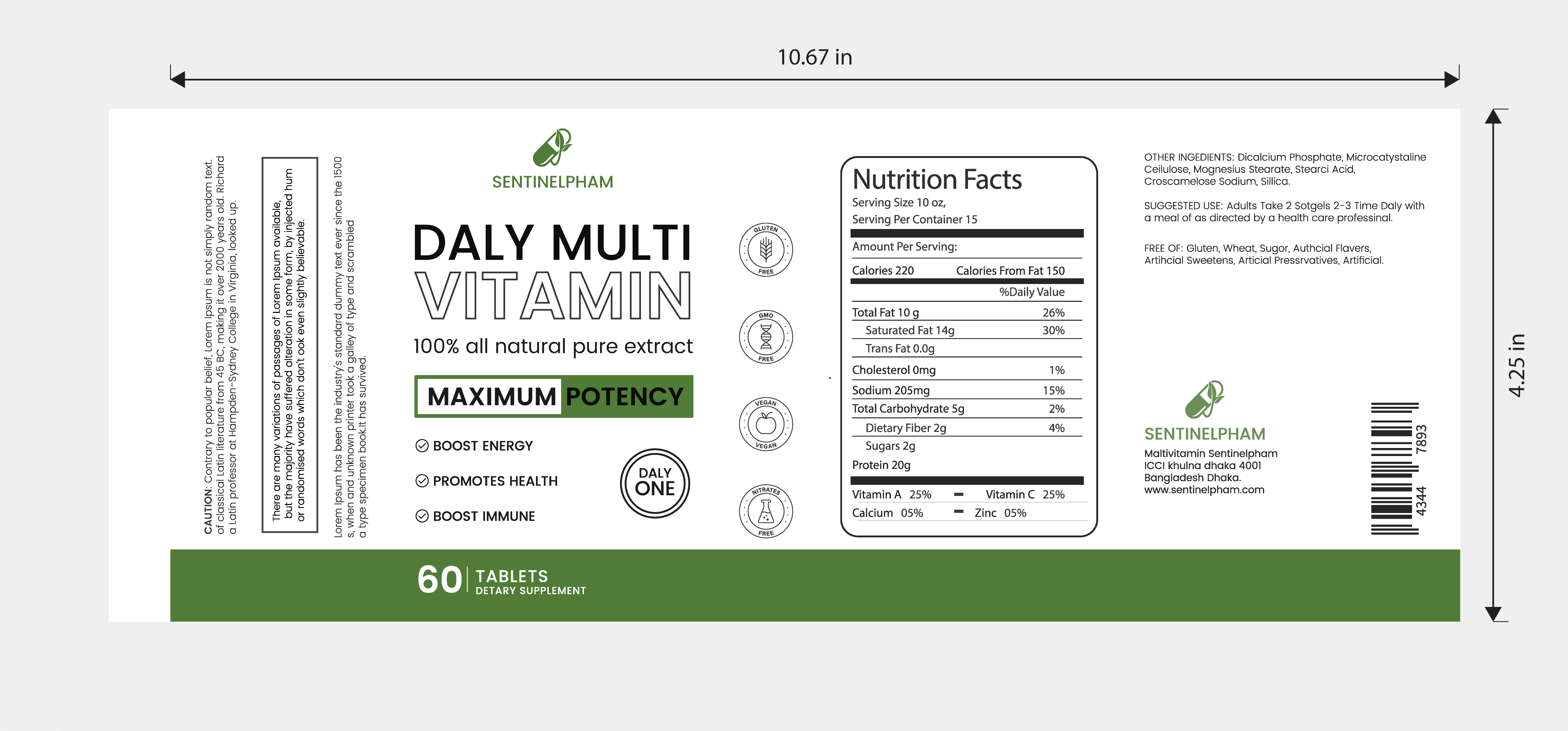 Multi Vitamin Supplement Label Design by MD Mahabub Sharif on Dribbble