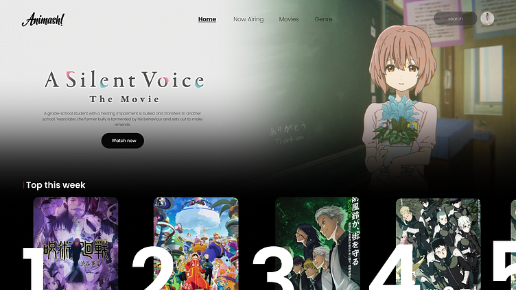 Animash! - Anime Streaming Site UI Design. by Venkata Sai on Dribbble