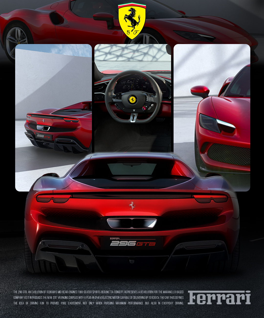 "Ferrari 296GTB - Poster Design" by Sheraz Hussain on Dribbble