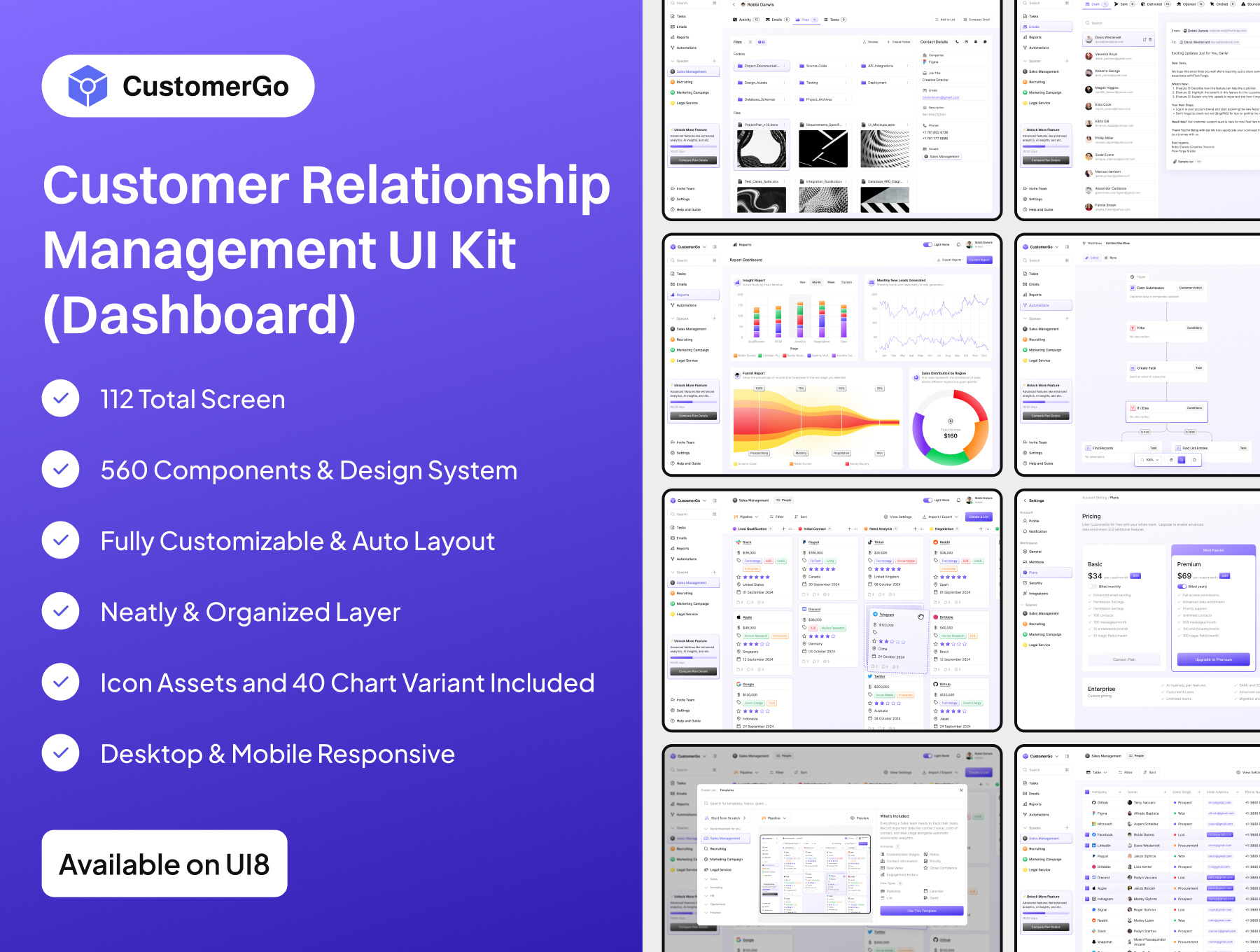 CustomerGo UI Kit - CRM Dashboard (Custom Report Dashboard) by Robbi ...