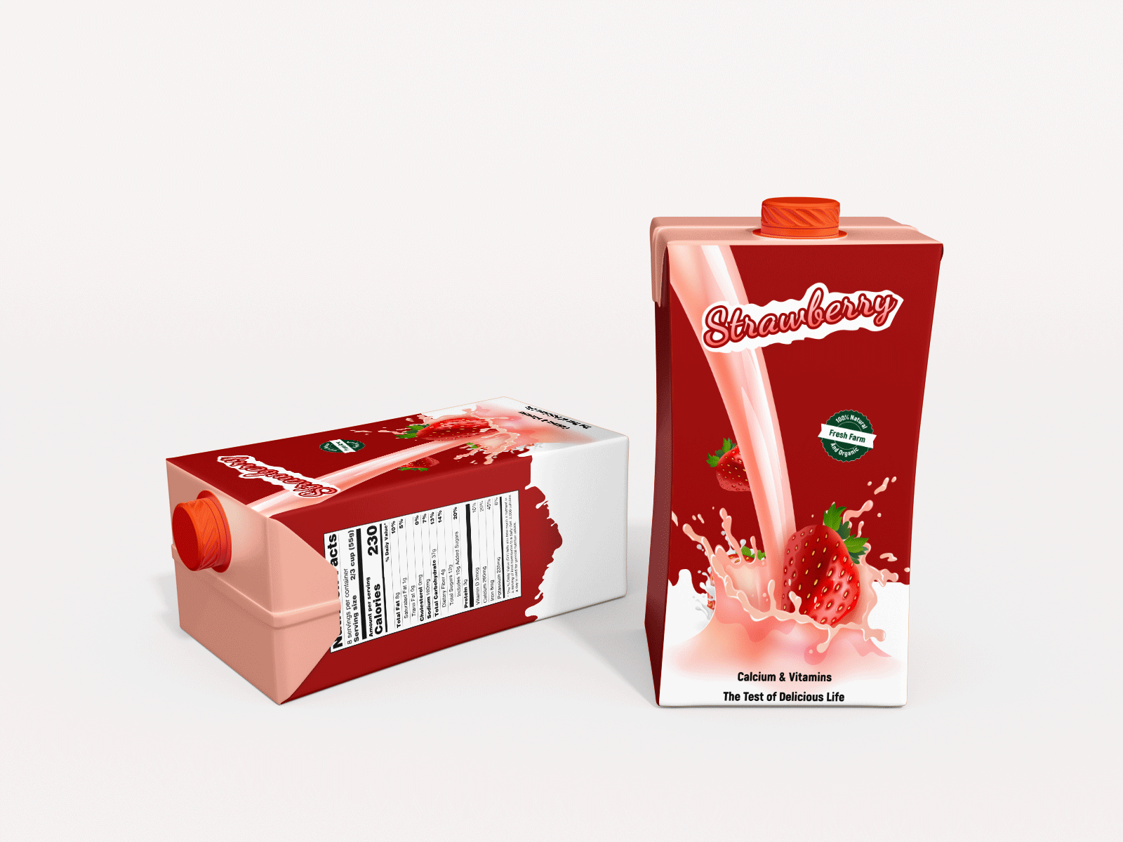Strawberry Milk Tetra Pack Label Design | Packaging Design by Designixa ...