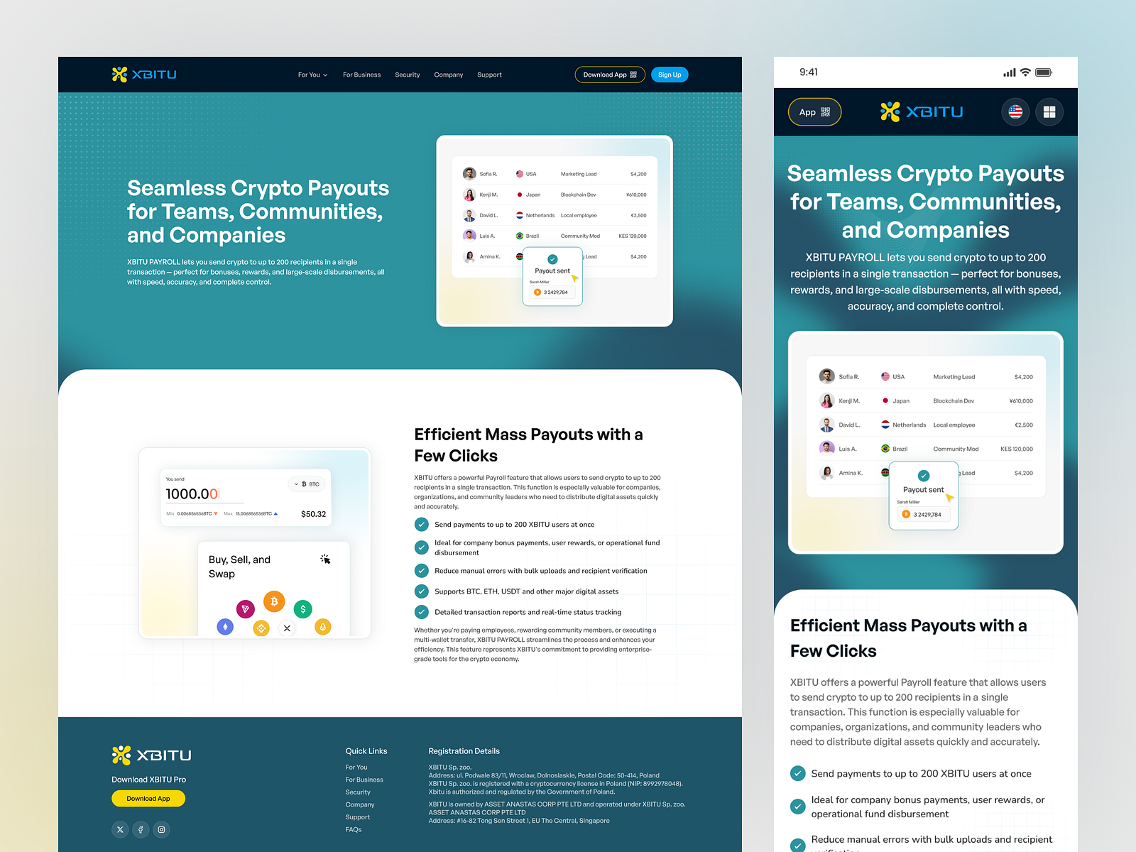 Crypto Payouts Page by Aminur Rahman on Dribbble