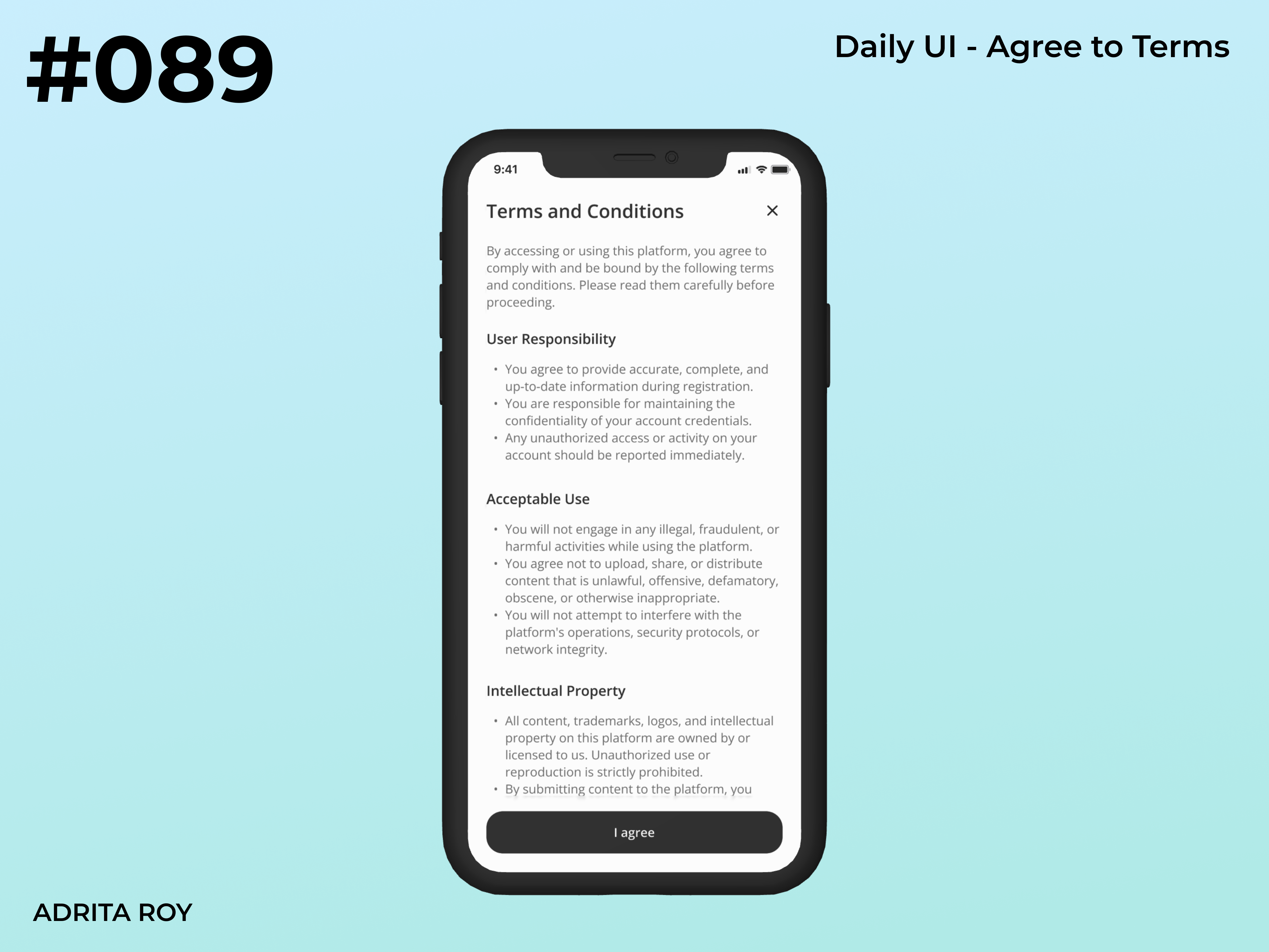 DailyUI 089 - Agree to Terms by Adrita Roy on Dribbble
