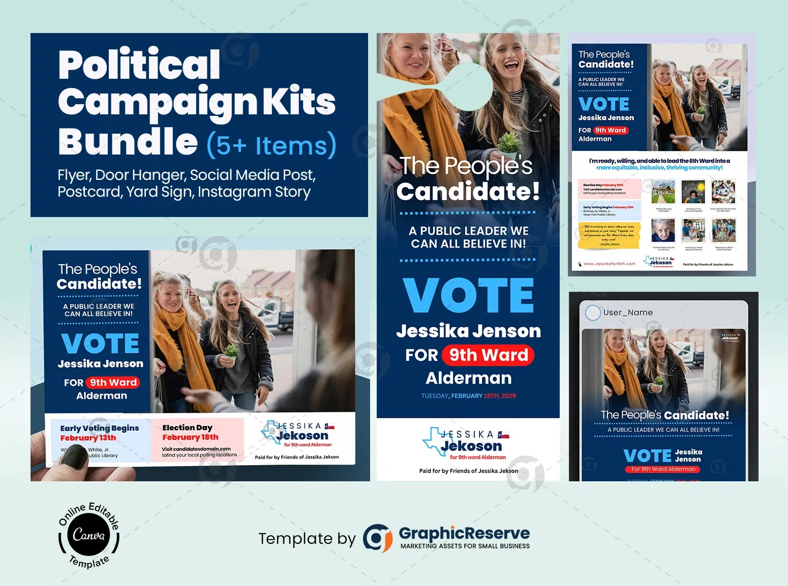 Political Campaign Kits Bundle – Editable Canva Templates by Graphic ...
