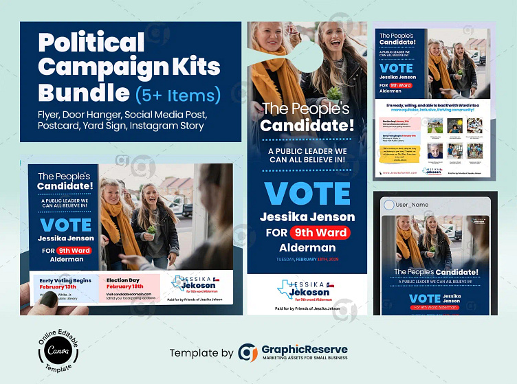 Political Campaign Kits Bundle – Editable Canva Templates by Graphic ...