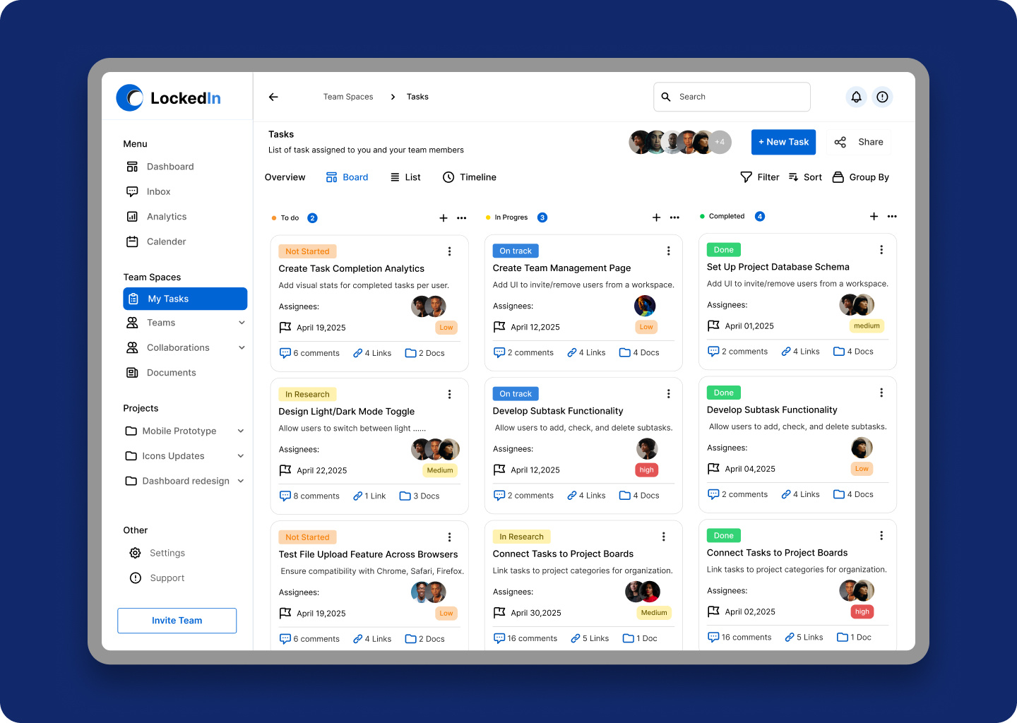 LockedIn - Task Management Web App UI by Gift Chinenye Uchegbu on Dribbble