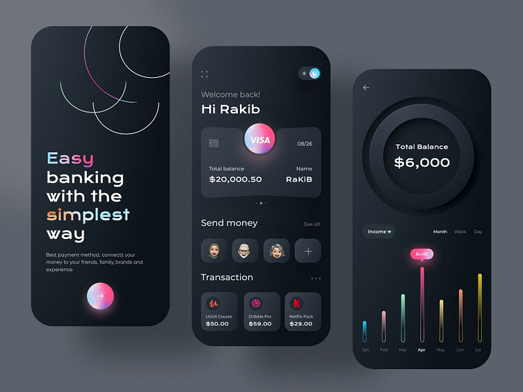 💳 Modern Banking App UI – Simplicity Meets Style 🌙 by Design Studio on ...