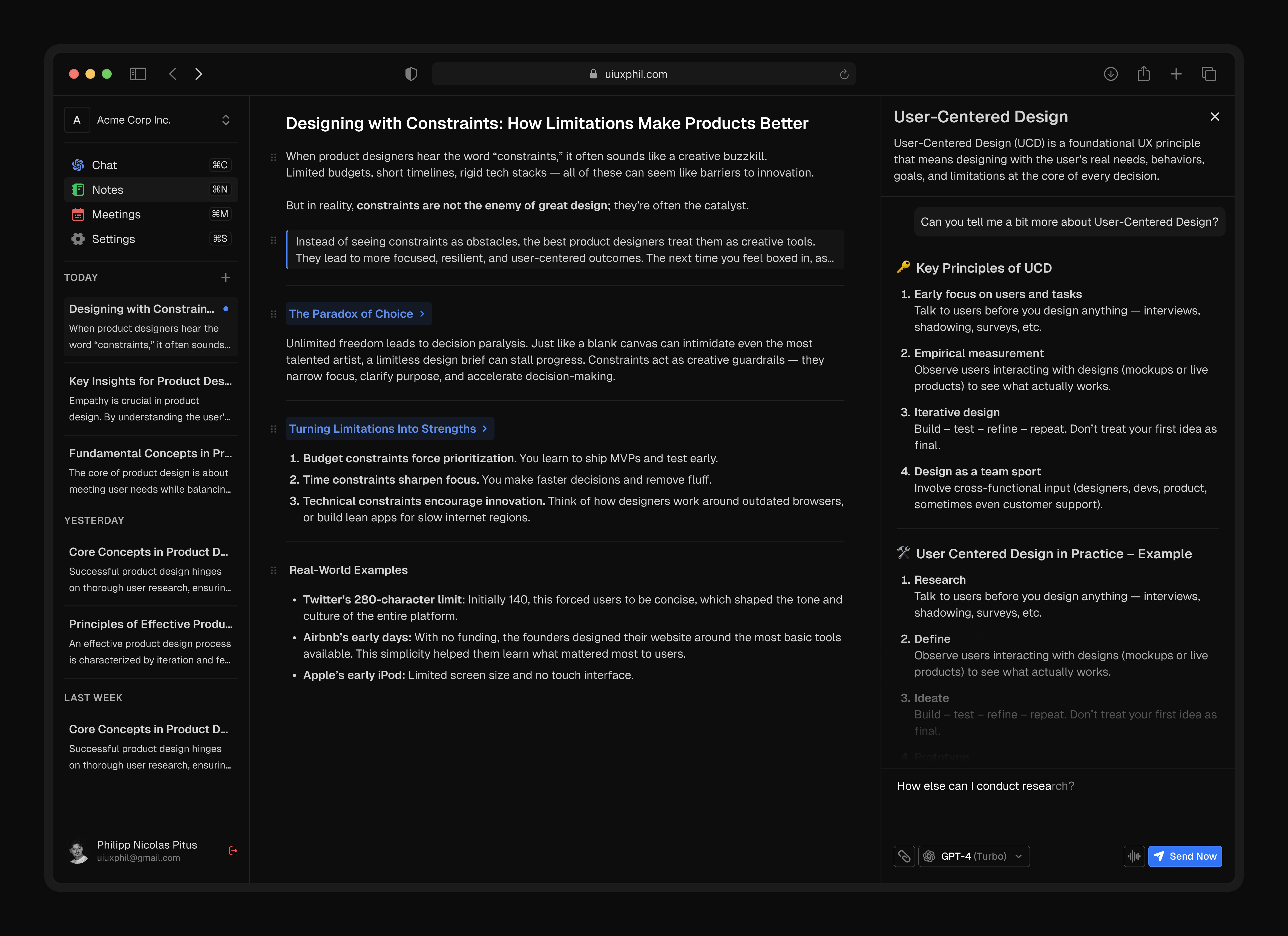 Dark mode notes by Philip Pitus on Dribbble