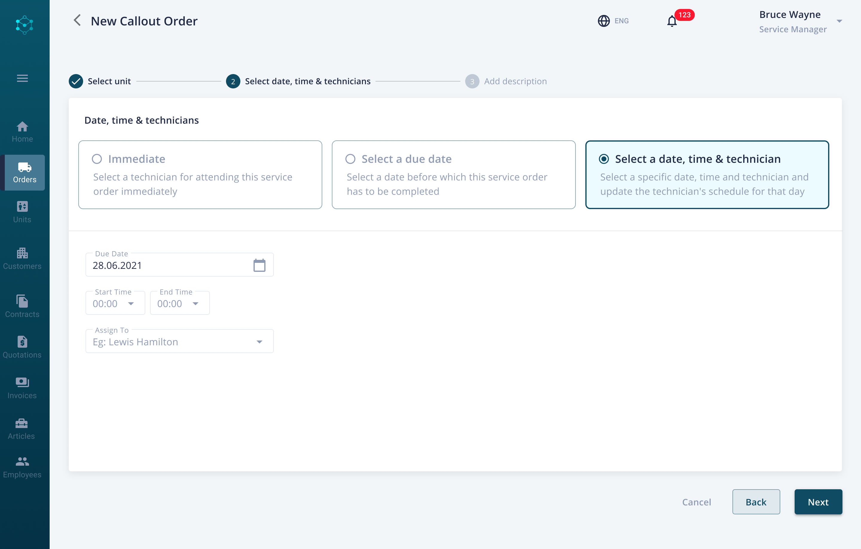 Add Option inside stepper on Order Technician-Dashboard Mainteny by ...