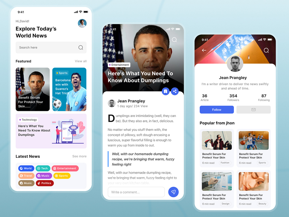 DailyNews - News & Article Mobile App by Khandaker Rasel on Dribbble