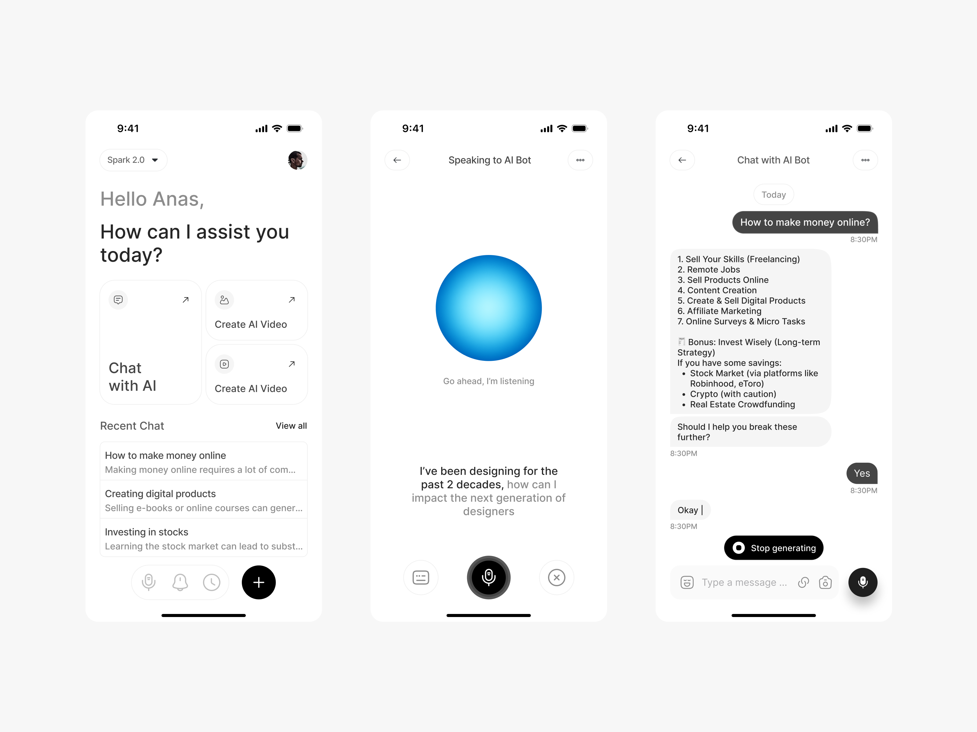 AI chatbot UI by Anas on Dribbble
