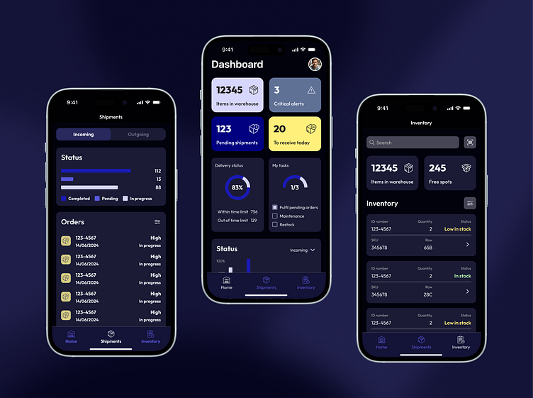 Warehouse App UI – Dashboard, Shipments & Inventory by Darija on Dribbble