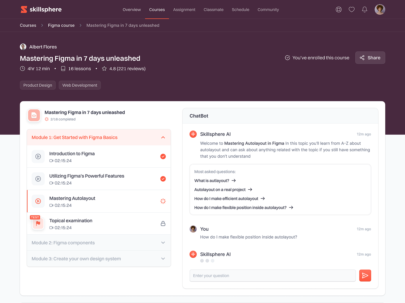 Skillsphere: E-Course Platform Dashboard Saas Web App - AI Chat by ...