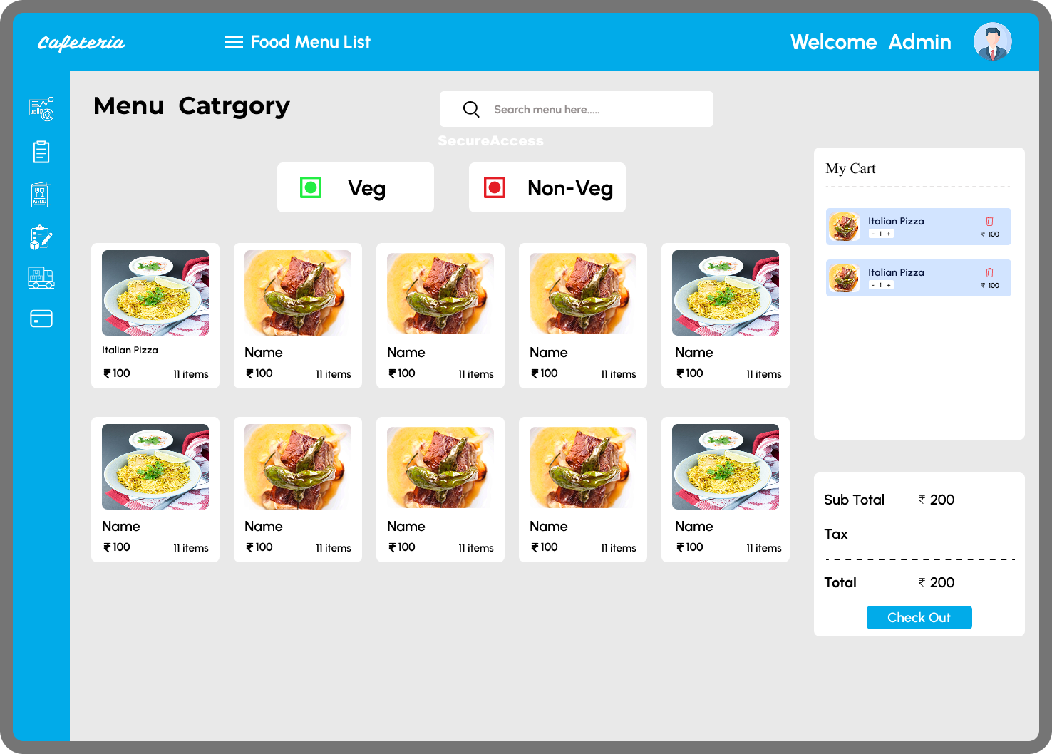 Cafeteria Management Admin Panel UI – Food Ordering Dashboard by Harsh ...