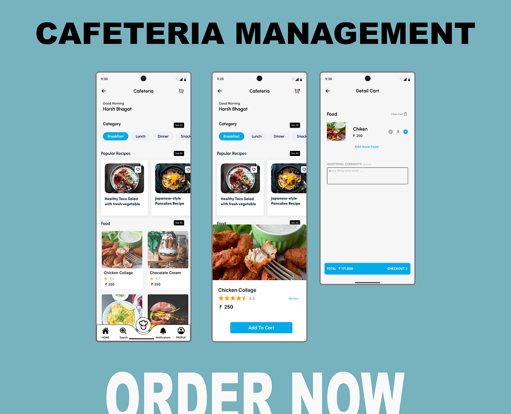 Cafeteria Management Mobile UI – Food Ordering Flow by Harsh Bhagat on ...