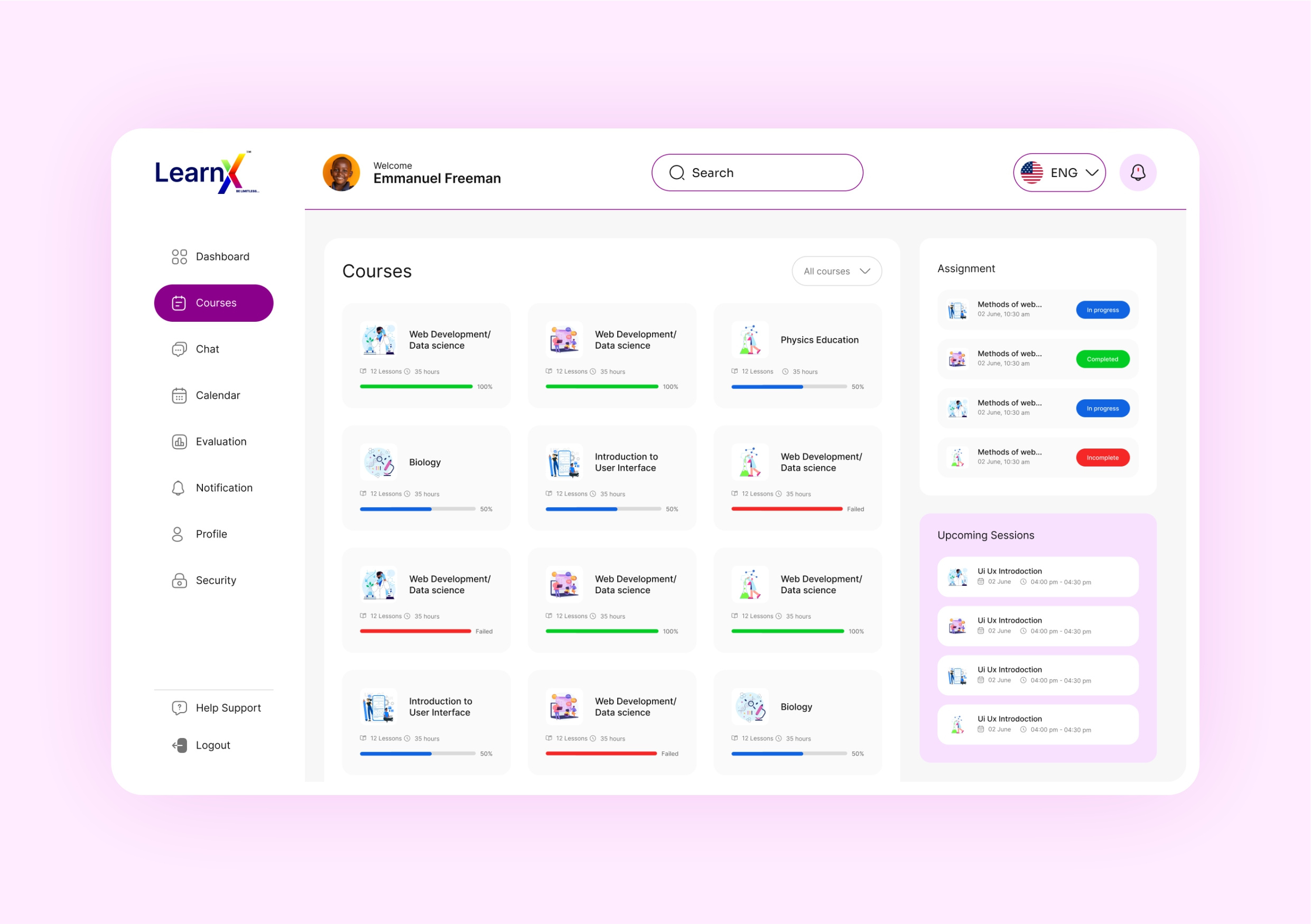 Student Dashboard UI for eLearning Platform by Masud Abdullahi on Dribbble