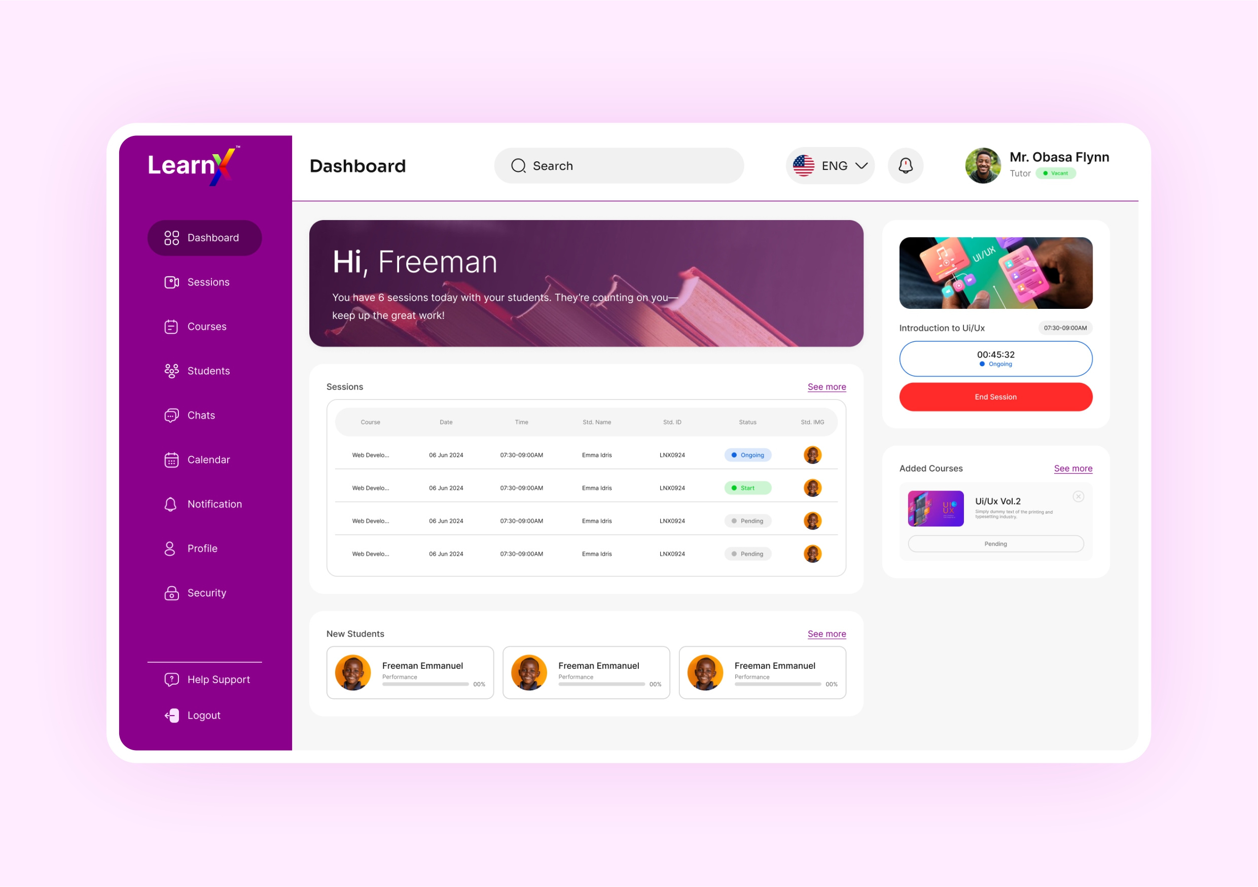 Student Dashboard UI for eLearning Platform by Masud Abdullahi on Dribbble