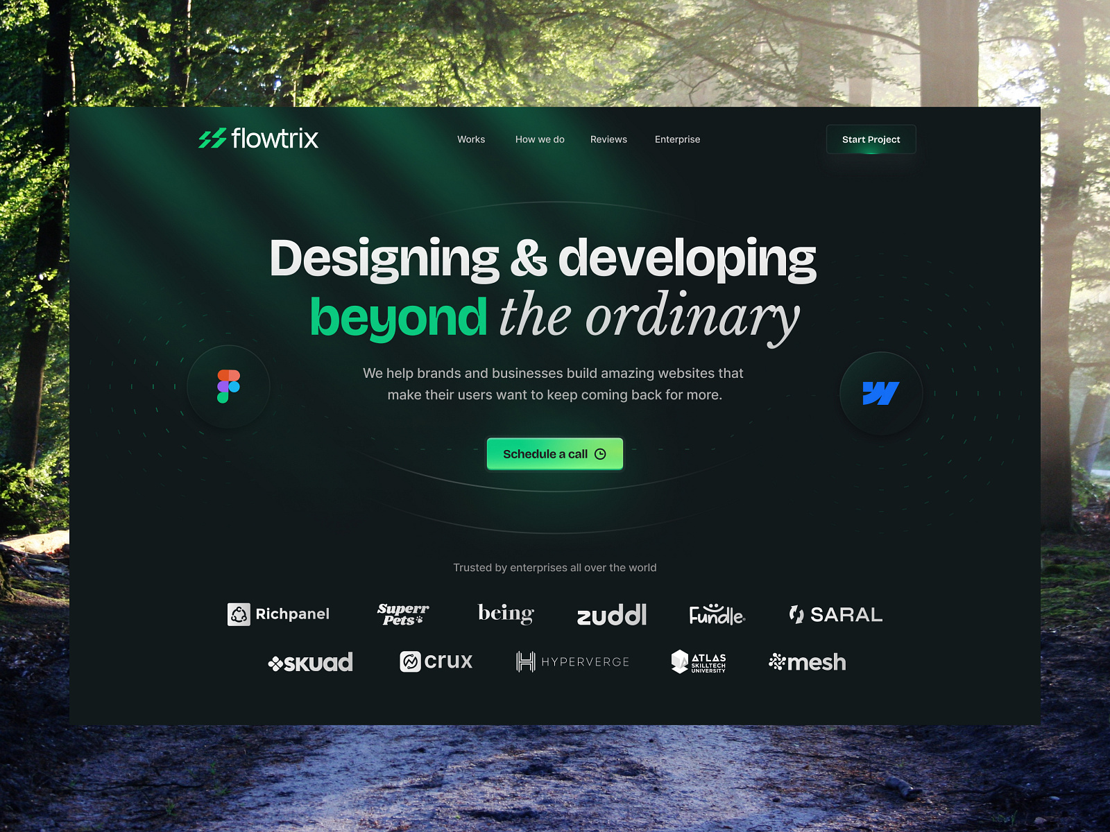 Awwwards Flowtrix Webflow Agency Hero Section by Arnab Dhar | Visual & Product Designer on Dribbble