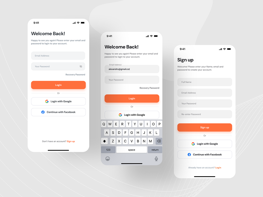 Login & Signup APP UI by Shad Khan UI/UX on Dribbble