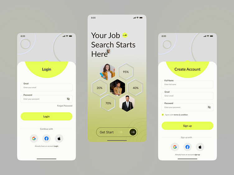 Job search mobile app by Abu Raihan on Dribbble