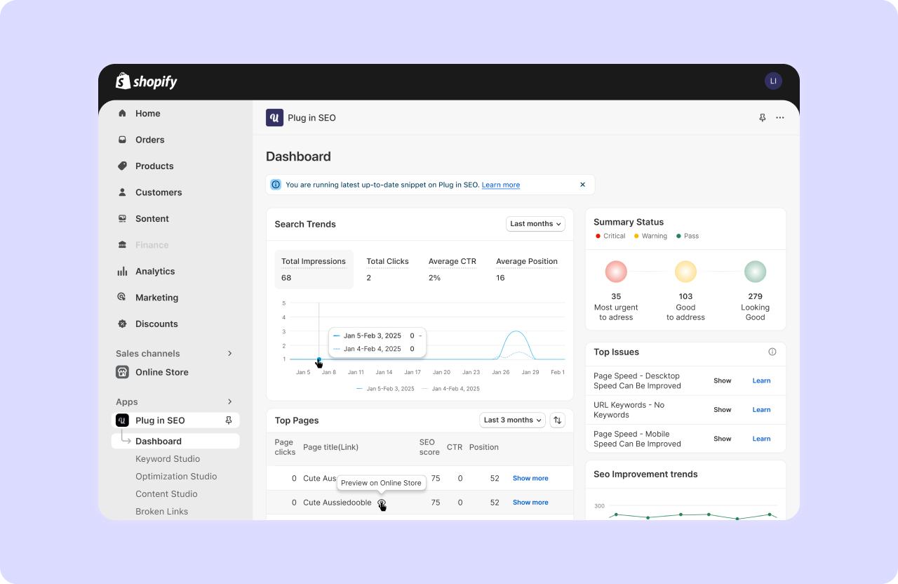 UI/UX design of the Shopify plugin Plug in SEO. by Alex Lydwig on Dribbble