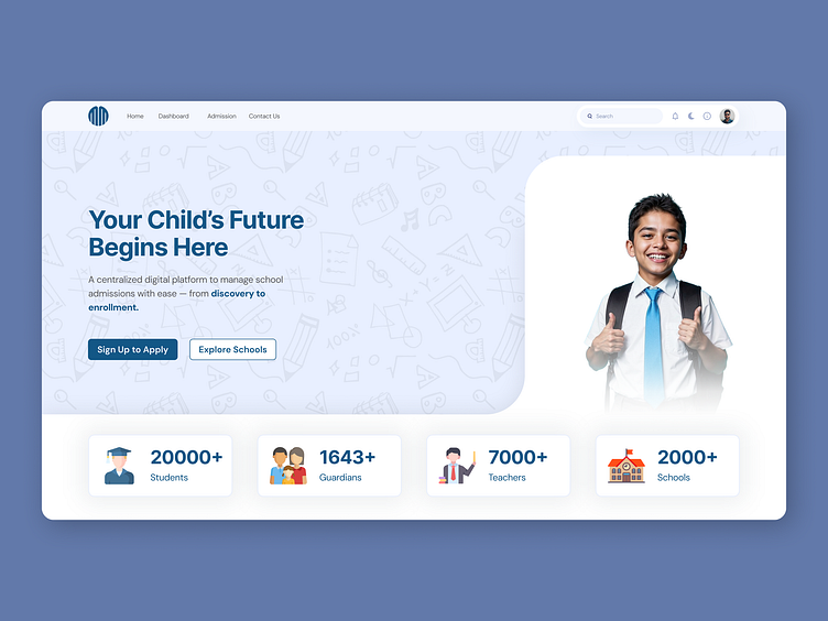 Hero Page Design for School Admission Website by Mahin Muntasir on Dribbble